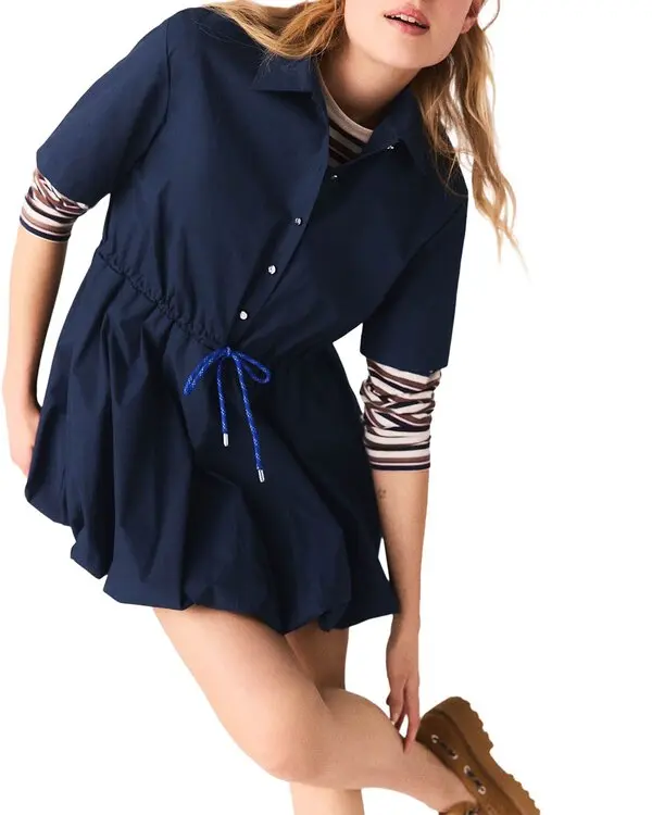 Maje Short Bubble Shirtdress - Navy