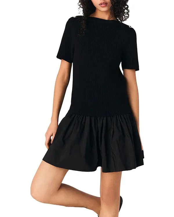 Maje Short Knit Taffeta Dress