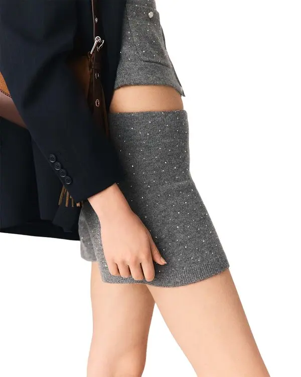 Maje Rhinestone Embellished Knit Shorts
