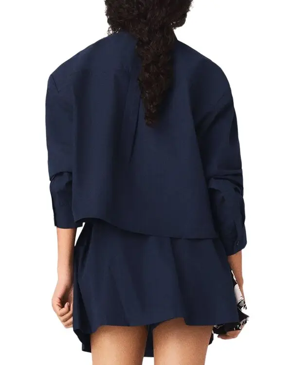 Maje Floral Print Cropped Shirt - Navy