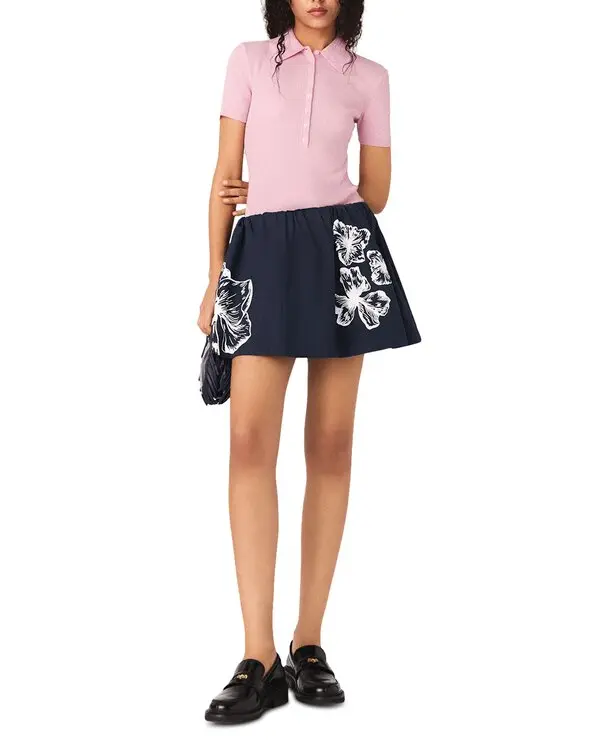 Maje Floral Print Mini Skirt