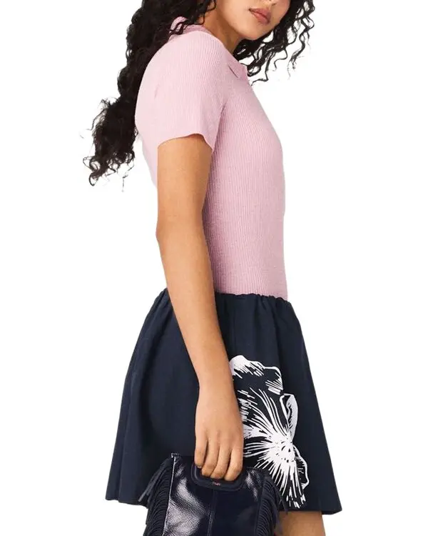 Maje Floral Print Mini Skirt