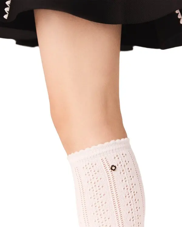 Maje Knee High Pointelle Socks - White