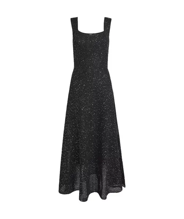Maje Rhinestone Knit Maxi Dress