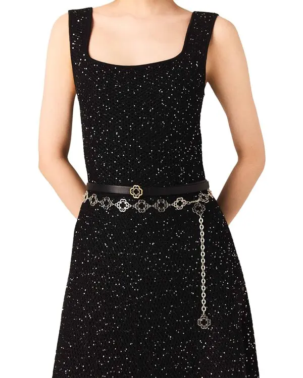Maje Rhinestone Knit Maxi Dress