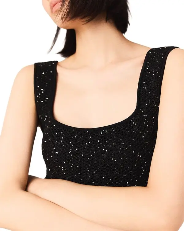 Maje Rhinestone Knit Maxi Dress