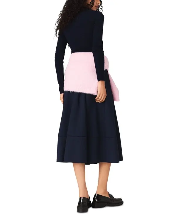 Maje Ribbed Polo Sweater - Navy