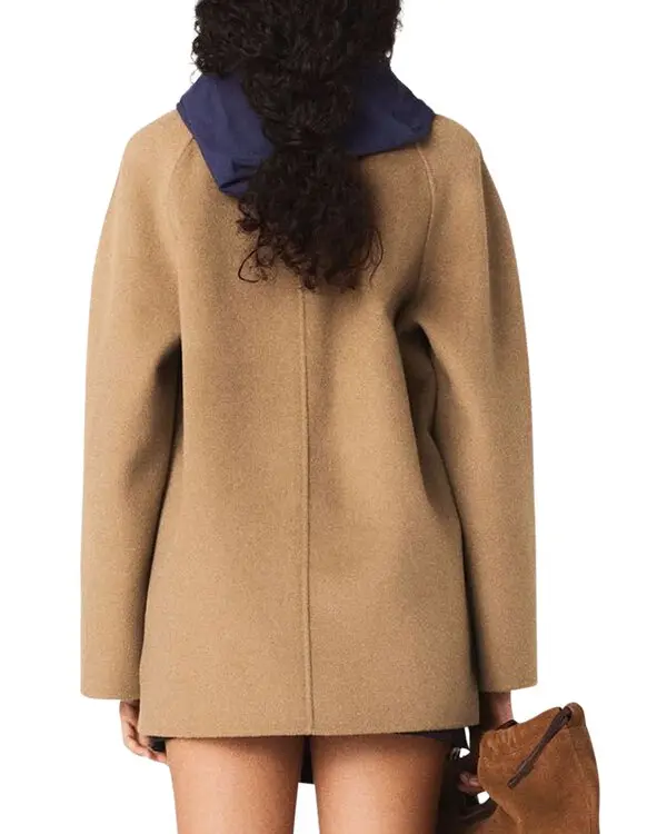 Maje Hooded Short Coat - Beige