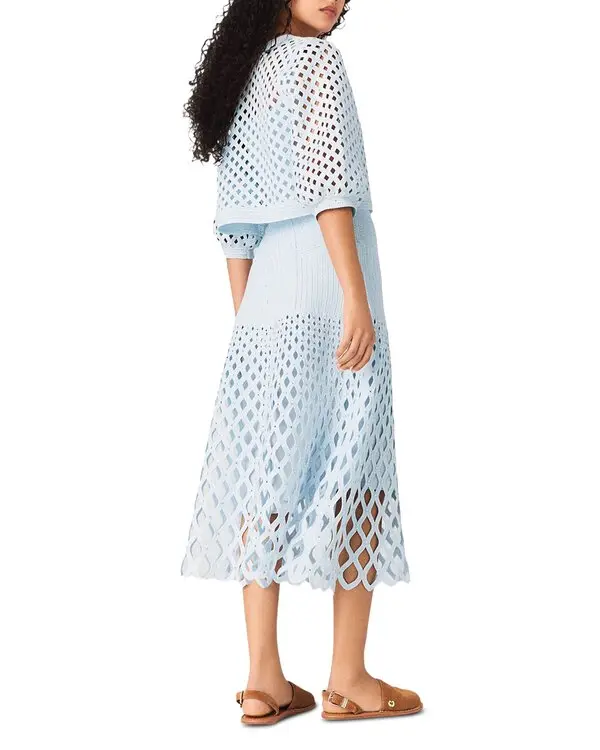 Maje Rhinestone Crochet Cardigan - Blue Sky