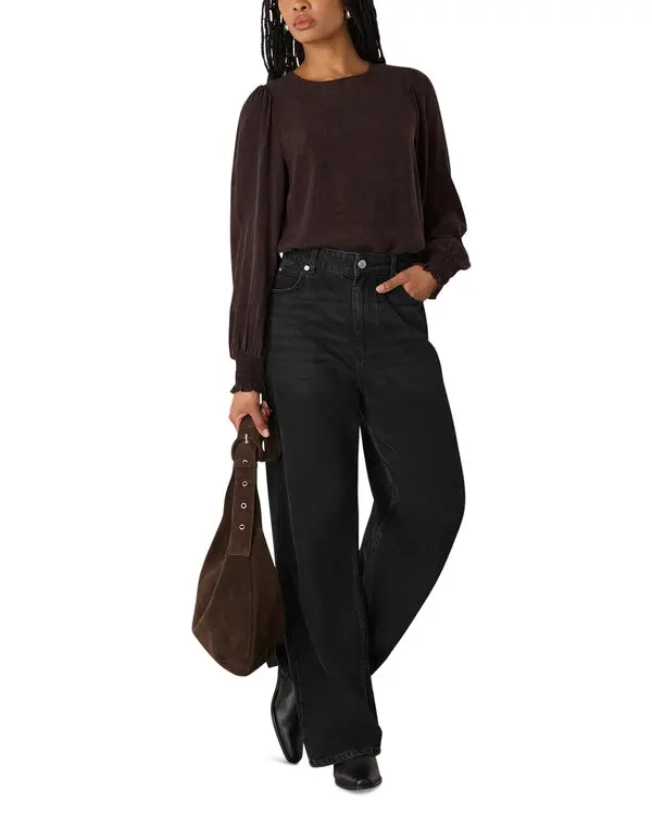 Whistles Leopard Shirred Cuff Blouse
