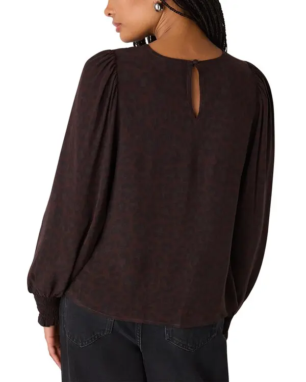 Whistles Leopard Shirred Cuff Blouse