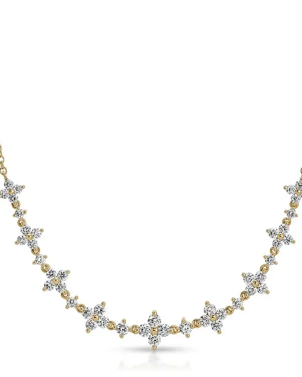 Ef Collection 14k Yellow Diamond Fleur Necklace - Gold