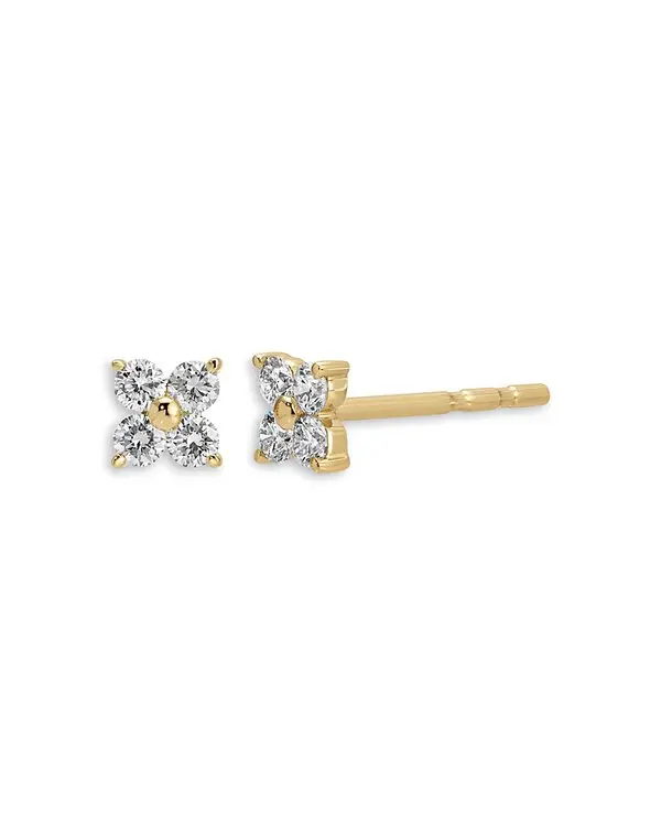 Ef Collection 14k Yellow Diamond Fleur Stud Earrings - Gold