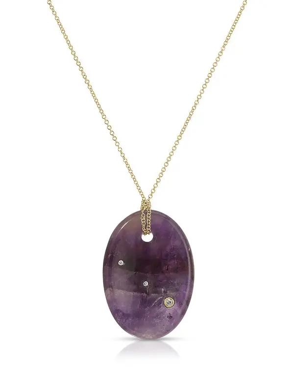 Ef Collection 14k Amethyst & Diamond Aura Necklace - Gold