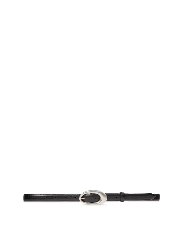 BLACK SUEDE STUDIO Oval Buckle Belt - Black/silver