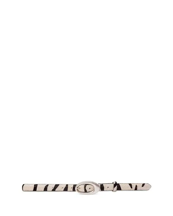BLACK SUEDE STUDIO Oval Buckle Leather Belt - Zebra/silver