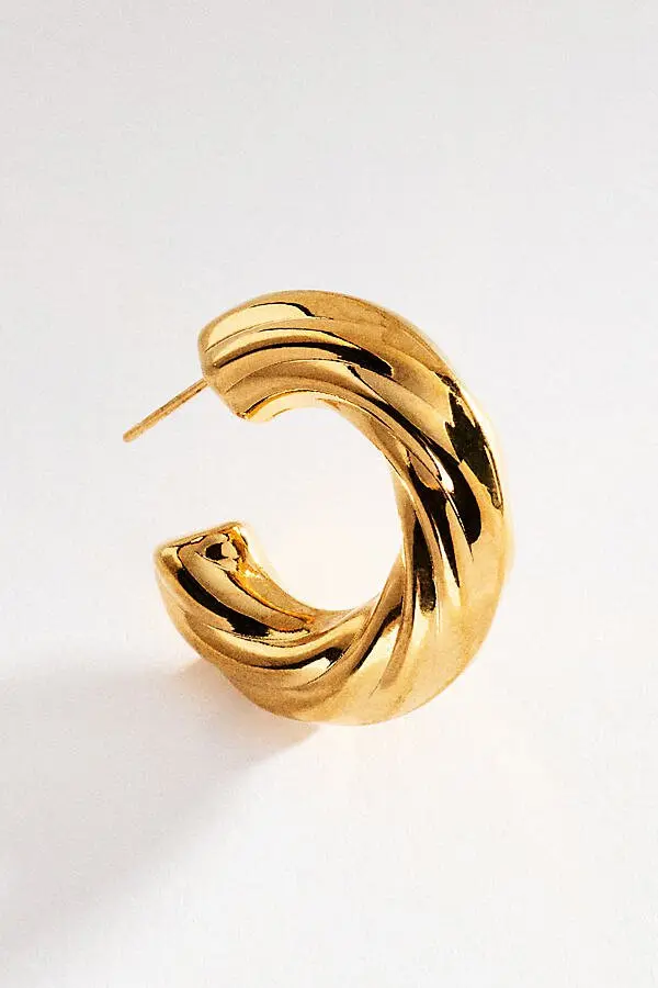 Anthropologie Textured Hoop Earrings - Gold