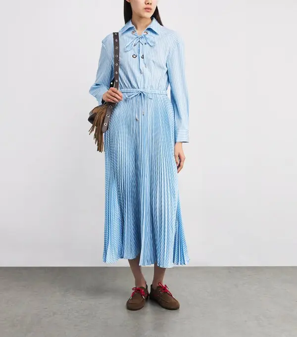 Maje Striped Maxi Shirt Dress - Blue