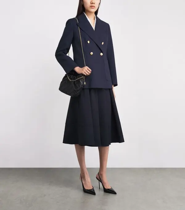 Sandro Virgin Wool-cotton Double-breasted Slim Blazer