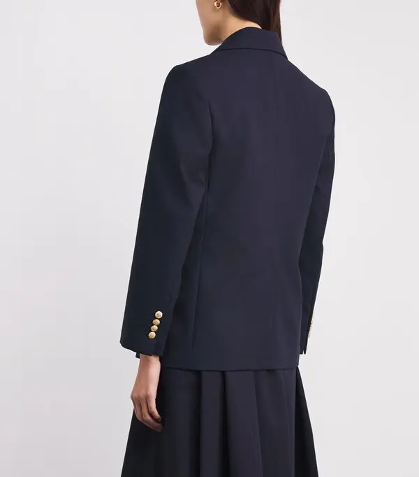 Sandro Virgin Wool-cotton Double-breasted Slim Blazer