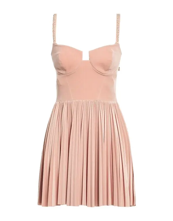 Elisabetta Franchi Velvet Pleated Mini Dress - Blush