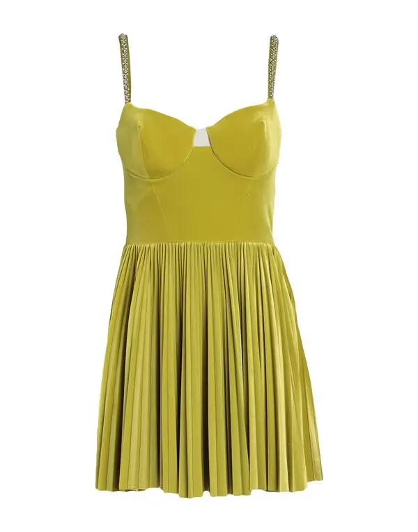 Elisabetta Franchi Velvet Pleated Mini Dress - Green
