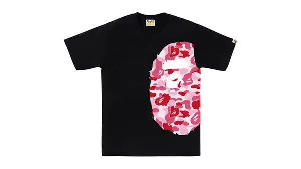 A BATHING APE Abc Camo Side Big Ape Head Tee Shirt - Black/pink