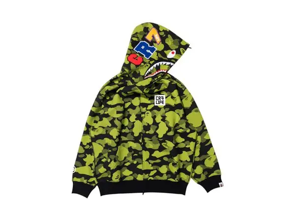 A BATHING APE X Cr7 Life Logo Shark Full Zip Hoodie Relaxed Fit - Green