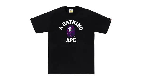 A BATHING APE Camo College 1j80110019 Tee Shirt - Black/purple