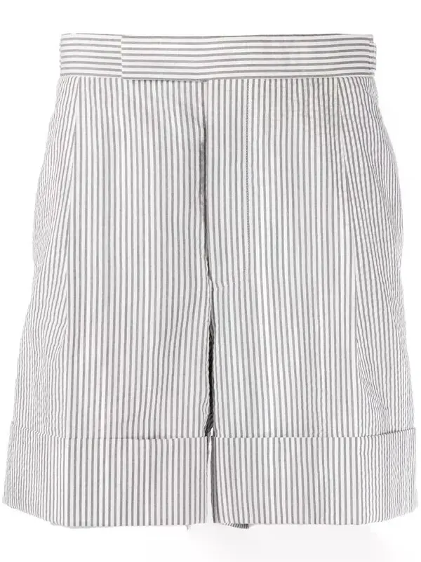 Thom Browne Striped Seersucker Tailored Shorts - Grey