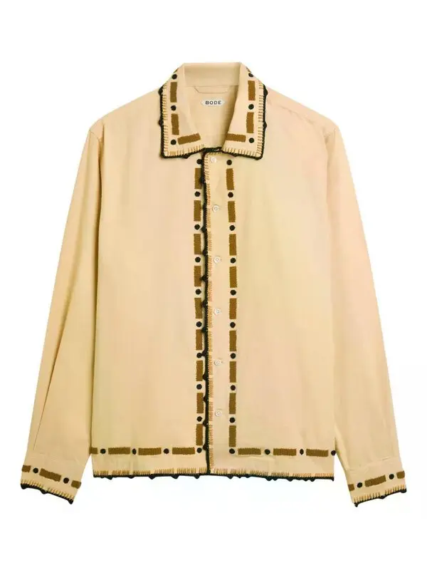 BODE Beaded Ryegrass Trim Shirt - Neutrals