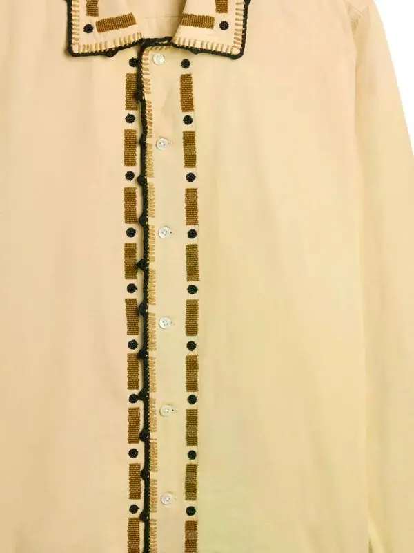 BODE Beaded Ryegrass Trim Shirt - Neutrals