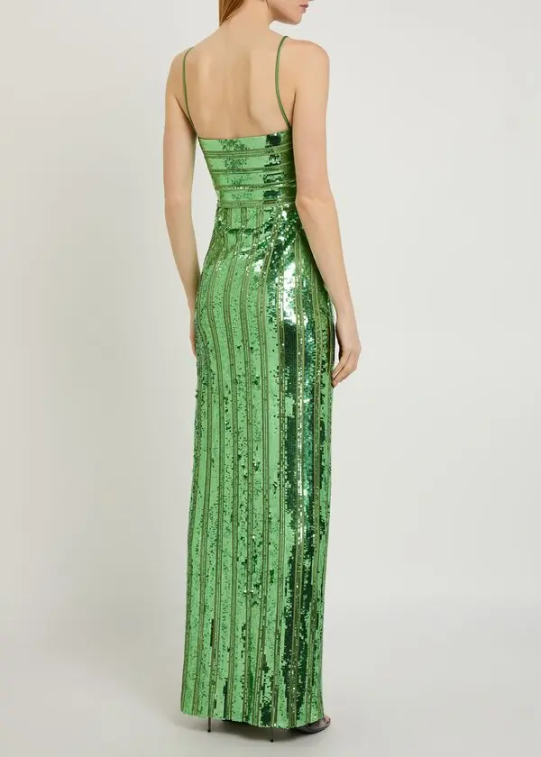 Galvan Stargaze Bandeau Sequin-embellished Maxi Dress - Green