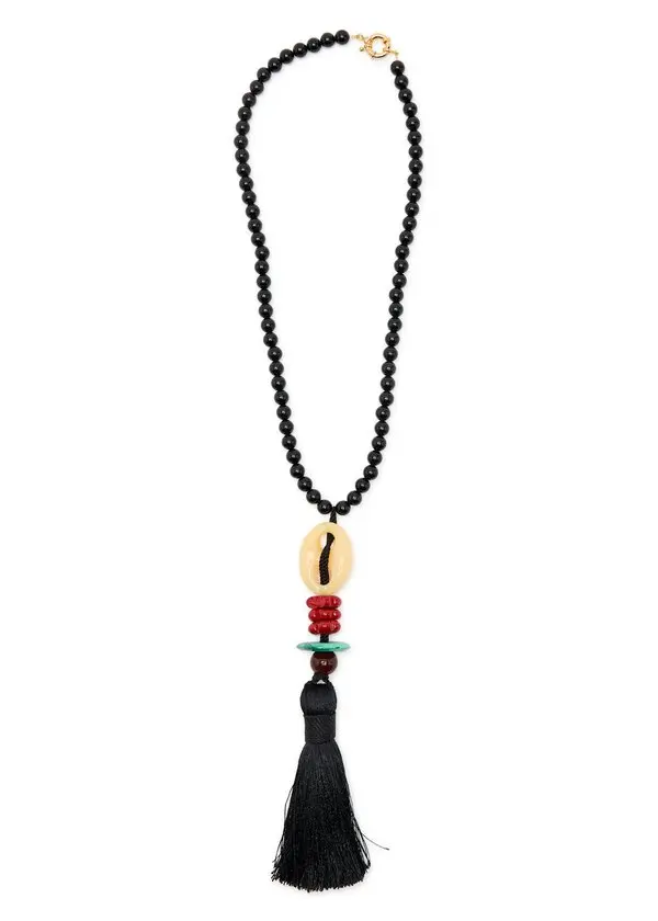 Timeless Pearly Tasseled Beaded Necklace - Multicoloured