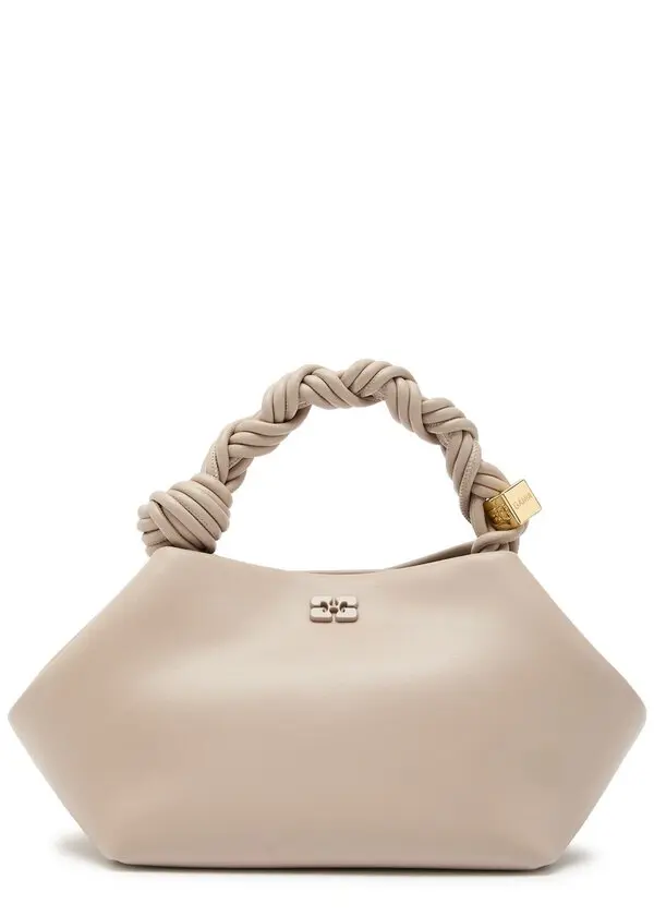 GANNI Small Leather Top Handle Bag - Grey