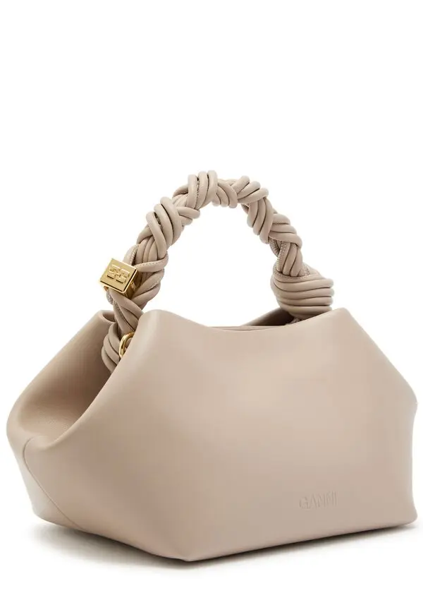 GANNI Small Leather Top Handle Bag - Grey