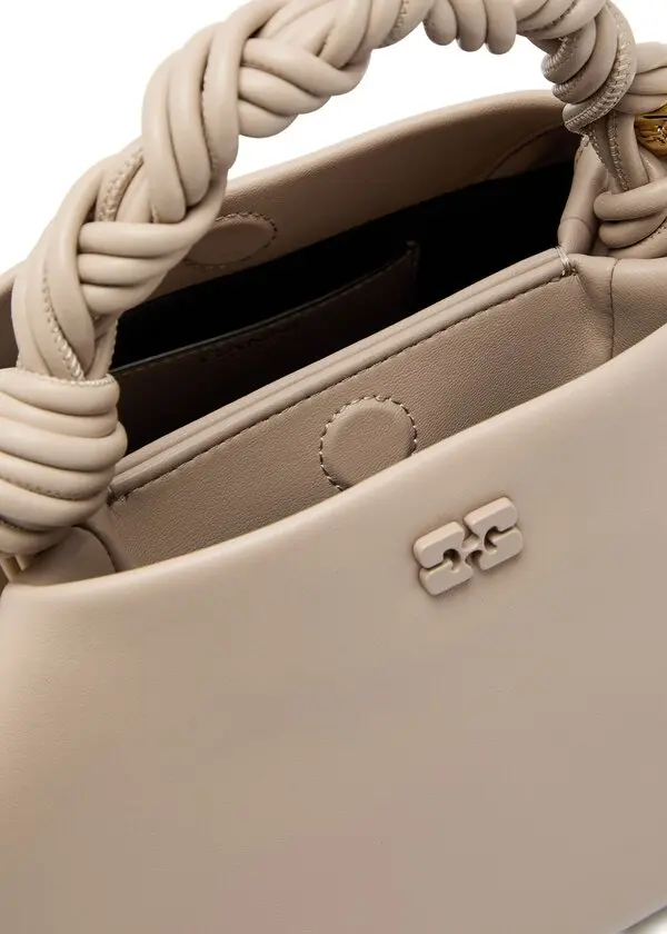 GANNI Small Leather Top Handle Bag - Grey