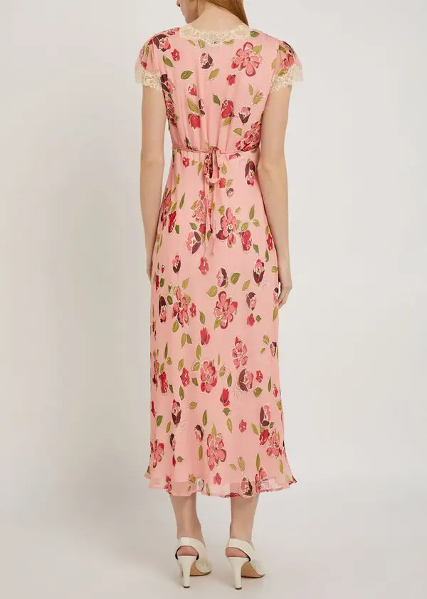 Rixo Clarice Floral-print Georgette Midi Dress - Pink