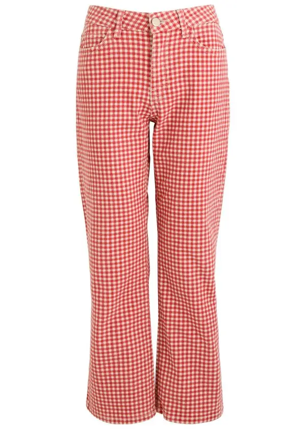DAMSON MADDER Kenny Gingham Straight-leg Jeans - Red