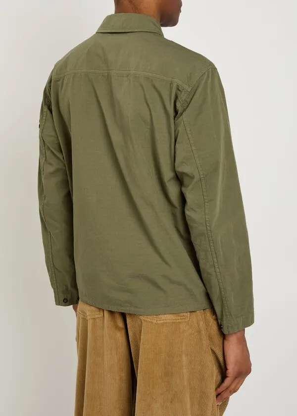 Stone Island Logo Cotton-poplin Overshirt