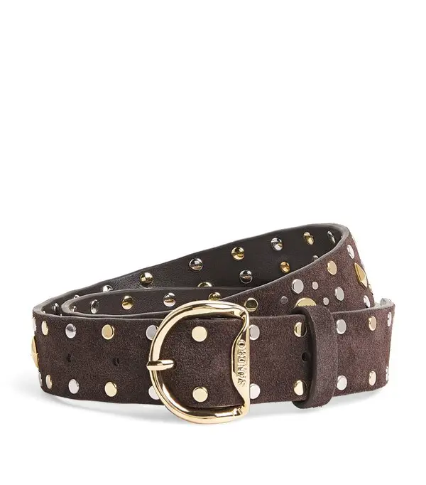 Sandro Leather Rivet Belt - Brown