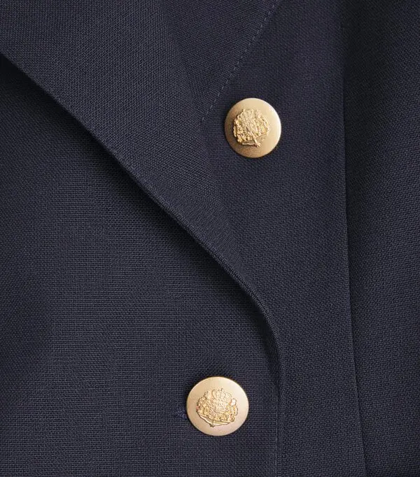 Sandro Virgin Wool-cotton Double-breasted Slim Blazer - Blue