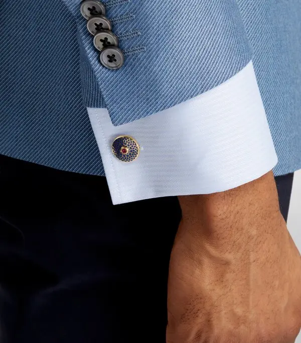 DEAKIN & FRANCIS 18k Yellow Ruby And Enamel Cufflinks
