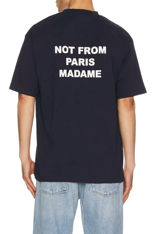 Drole De Monsieur Bold Slogan T-shirt In Blue - Navy