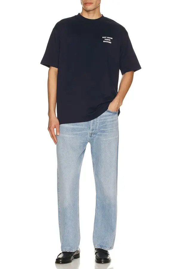 Drole De Monsieur Bold Slogan T-shirt In Blue - Navy