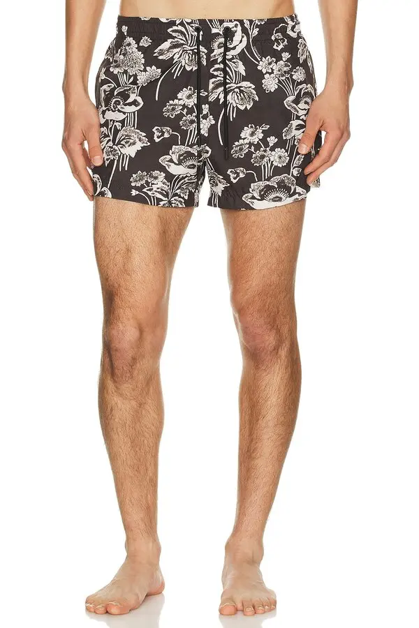 Commas Painted Peonies Short Swim Short