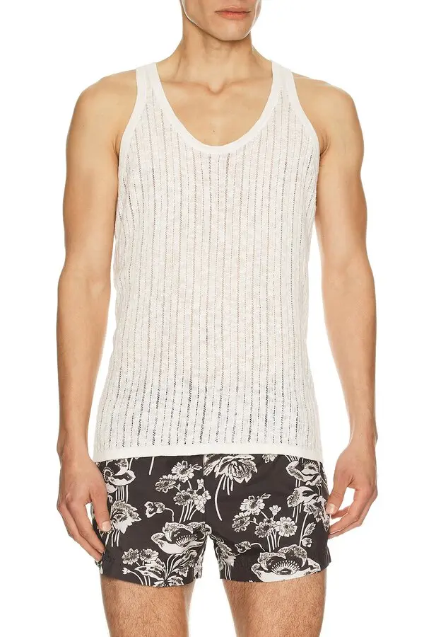 Commas Pointelle Knit Tank In White - Off White