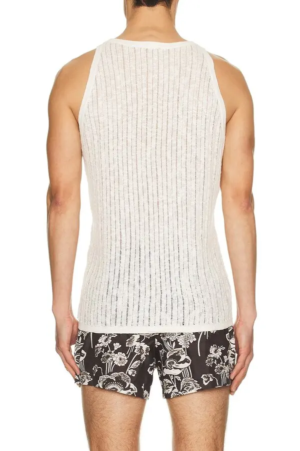 Commas Pointelle Knit Tank In White - Off White