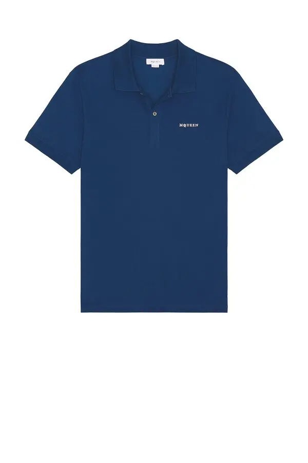 Alexander McQueen Logo Embroidered Polo In Royal