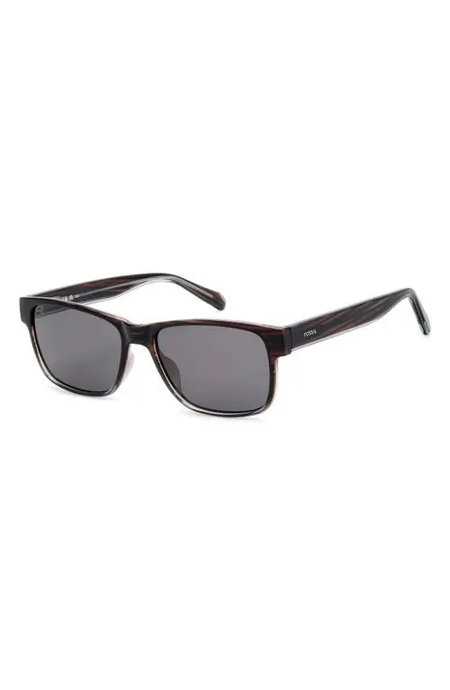 Fossil 58mm Rectangular Sunglasses - Brown Horn/grey